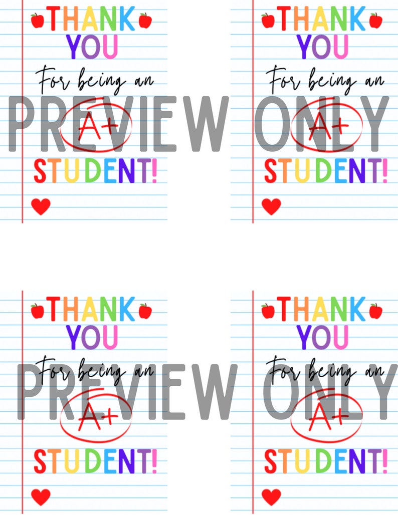 Student Thank You Gift Tags - Etsy