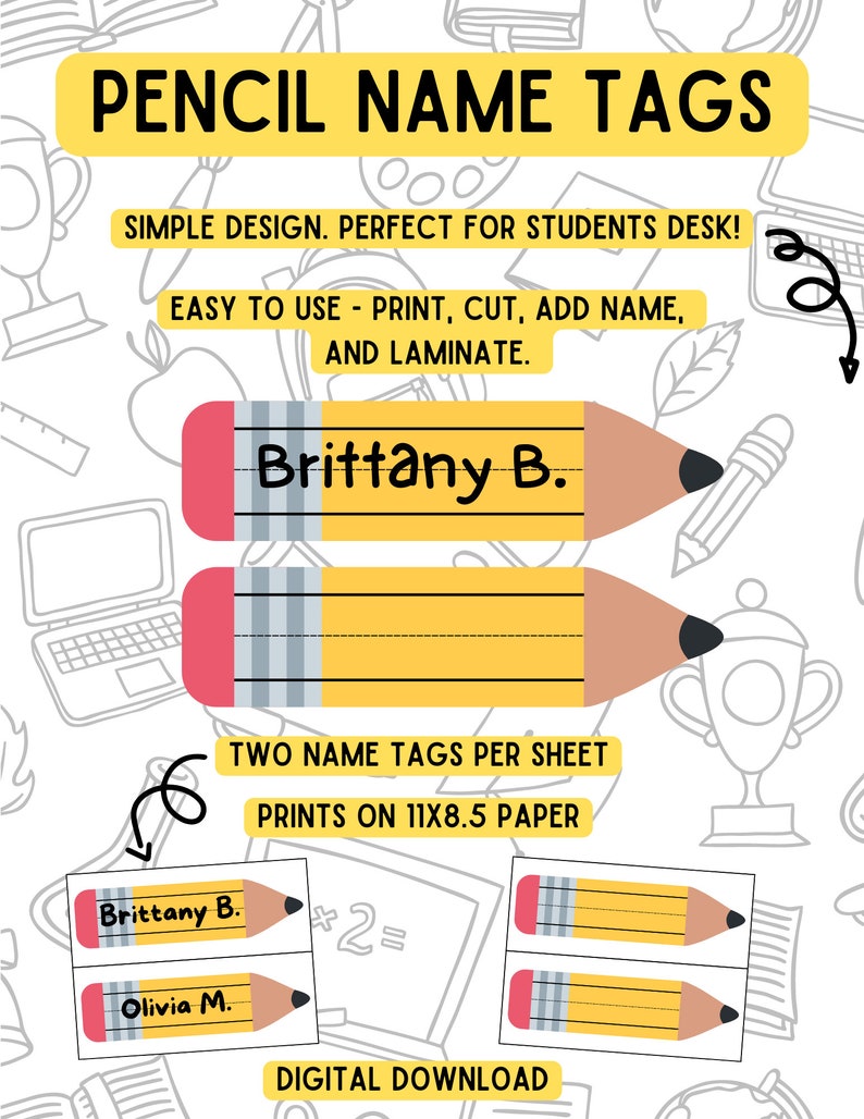 Pencil Name Tags - Etsy