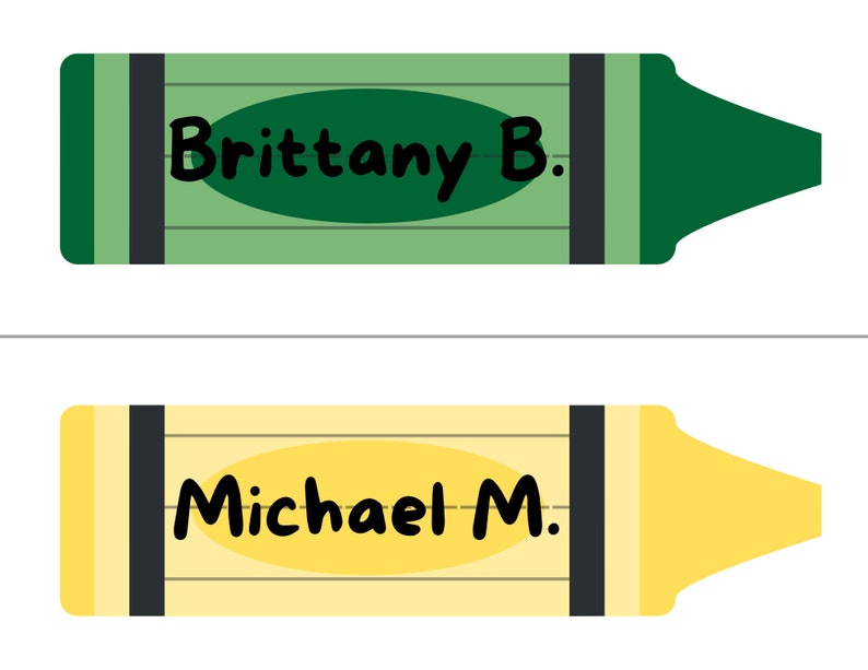 Crayon Name Tags (editable Version) - Etsy