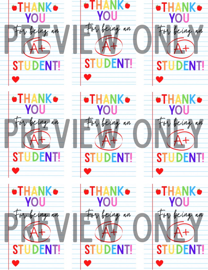 Student Thank You Gift Tags - Etsy
