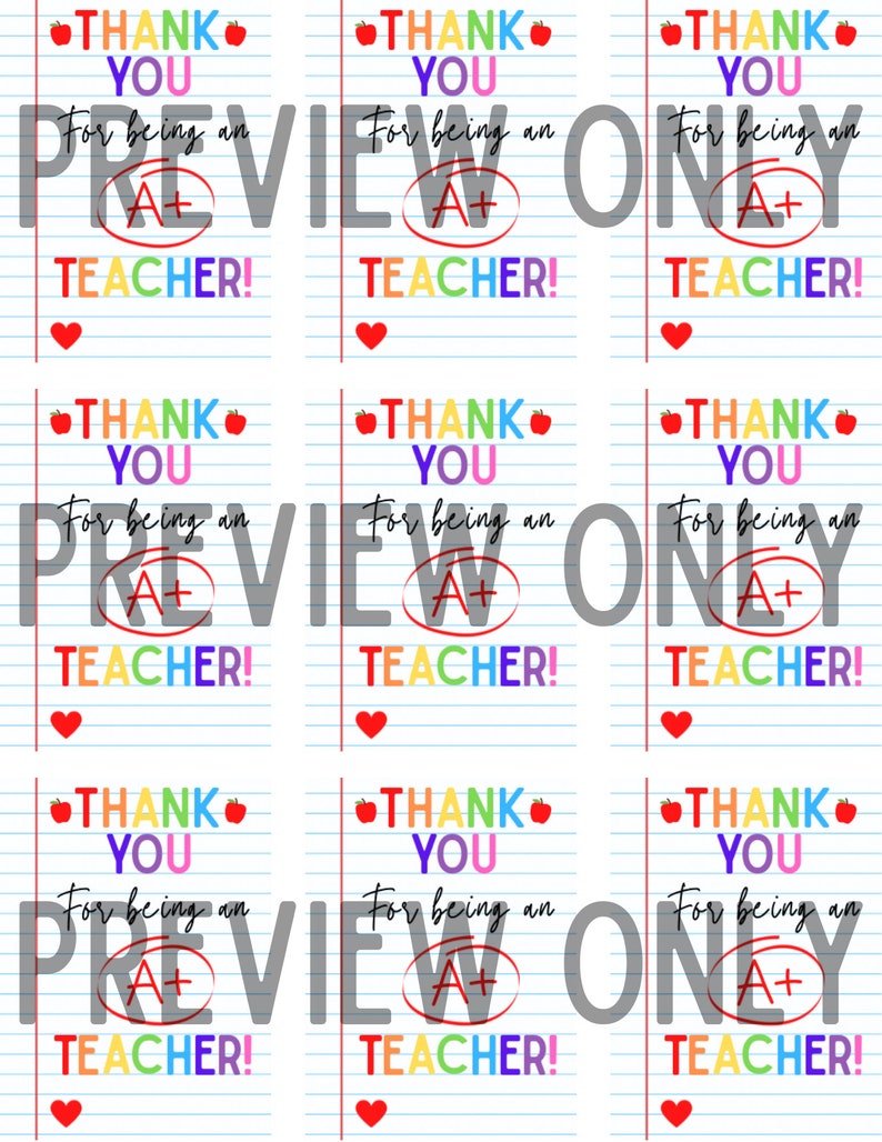 Teacher Thank You Gift Tags - Etsy