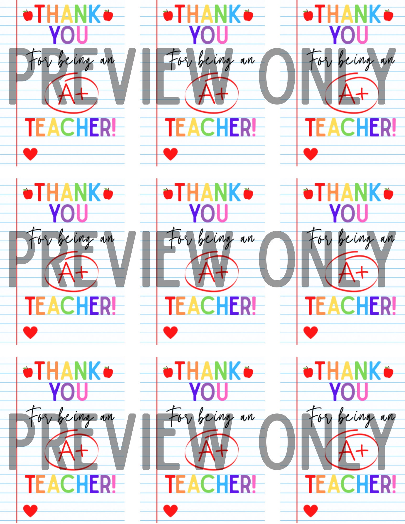 Teacher Thank You Gift Tags - Etsy
