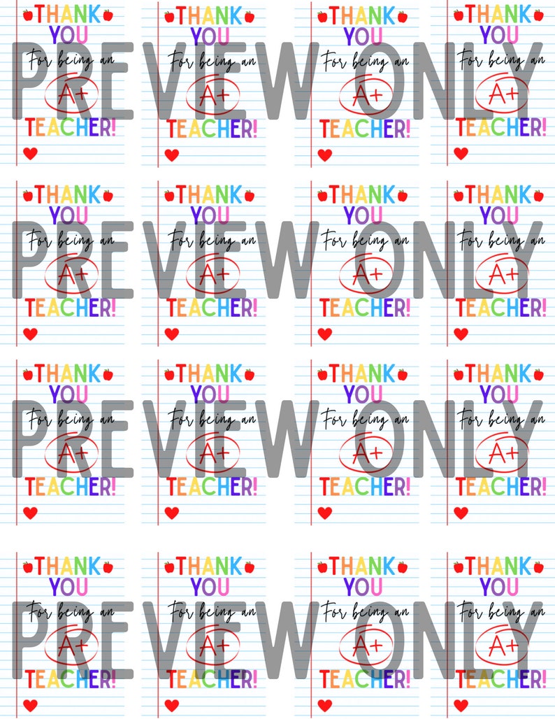 Teacher Thank You Gift Tags - Etsy