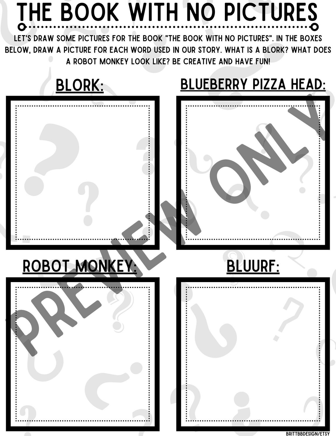 The Book With No Pictures Activity - Etsy