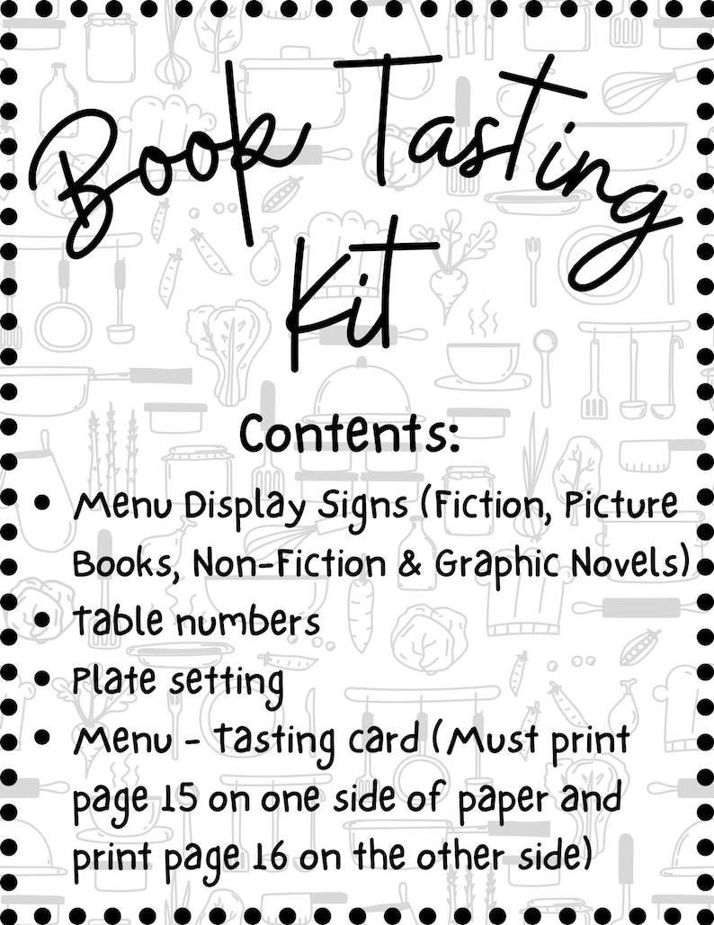 Book Tasting Kit - Etsy