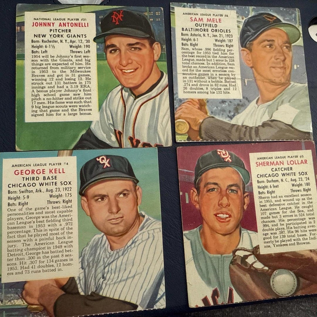 1954 Red Man Lot W/o Tabs George Kell, Sherman Lollar, Sam Mele, Johnny ...
