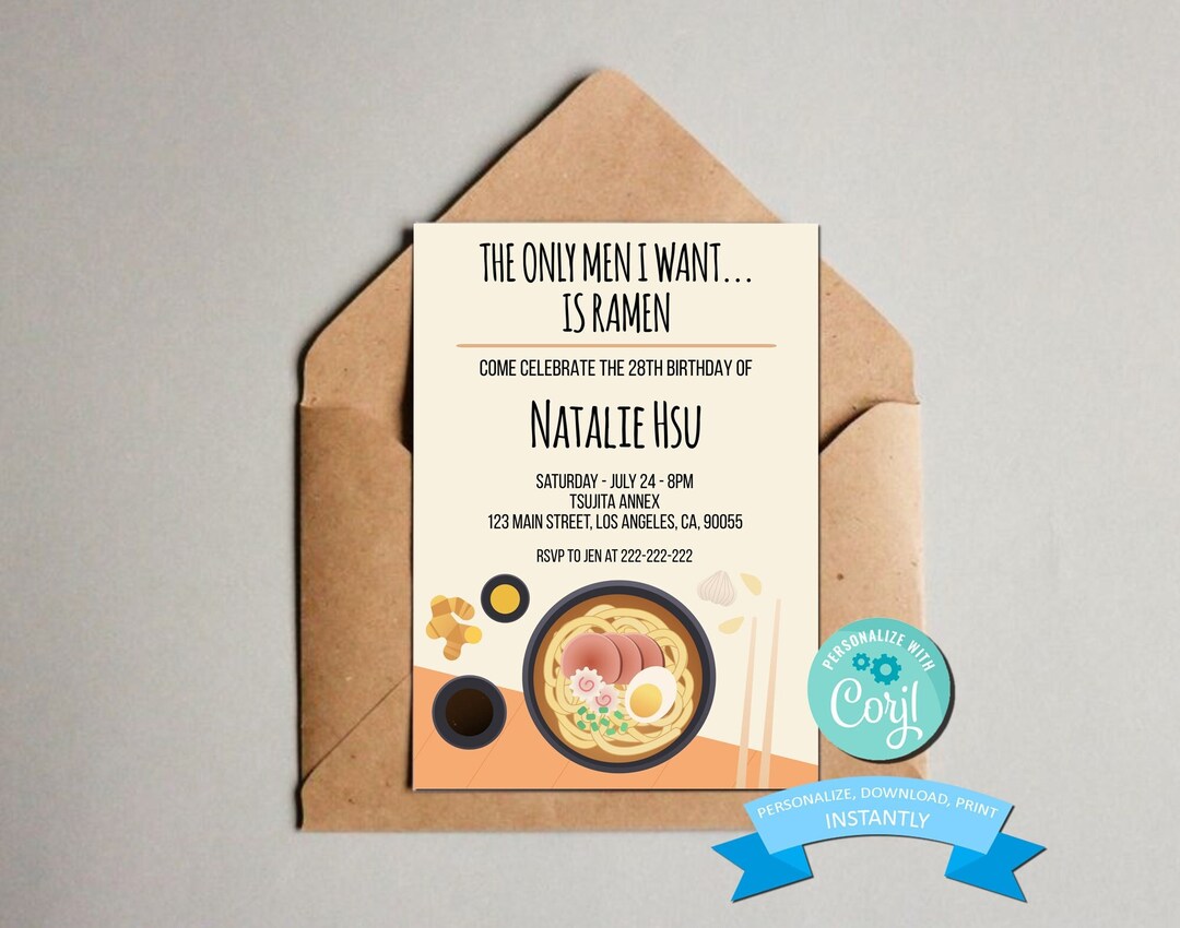 Only Men I Want is Ramen - Personalized Asian Inspired Birthday ...