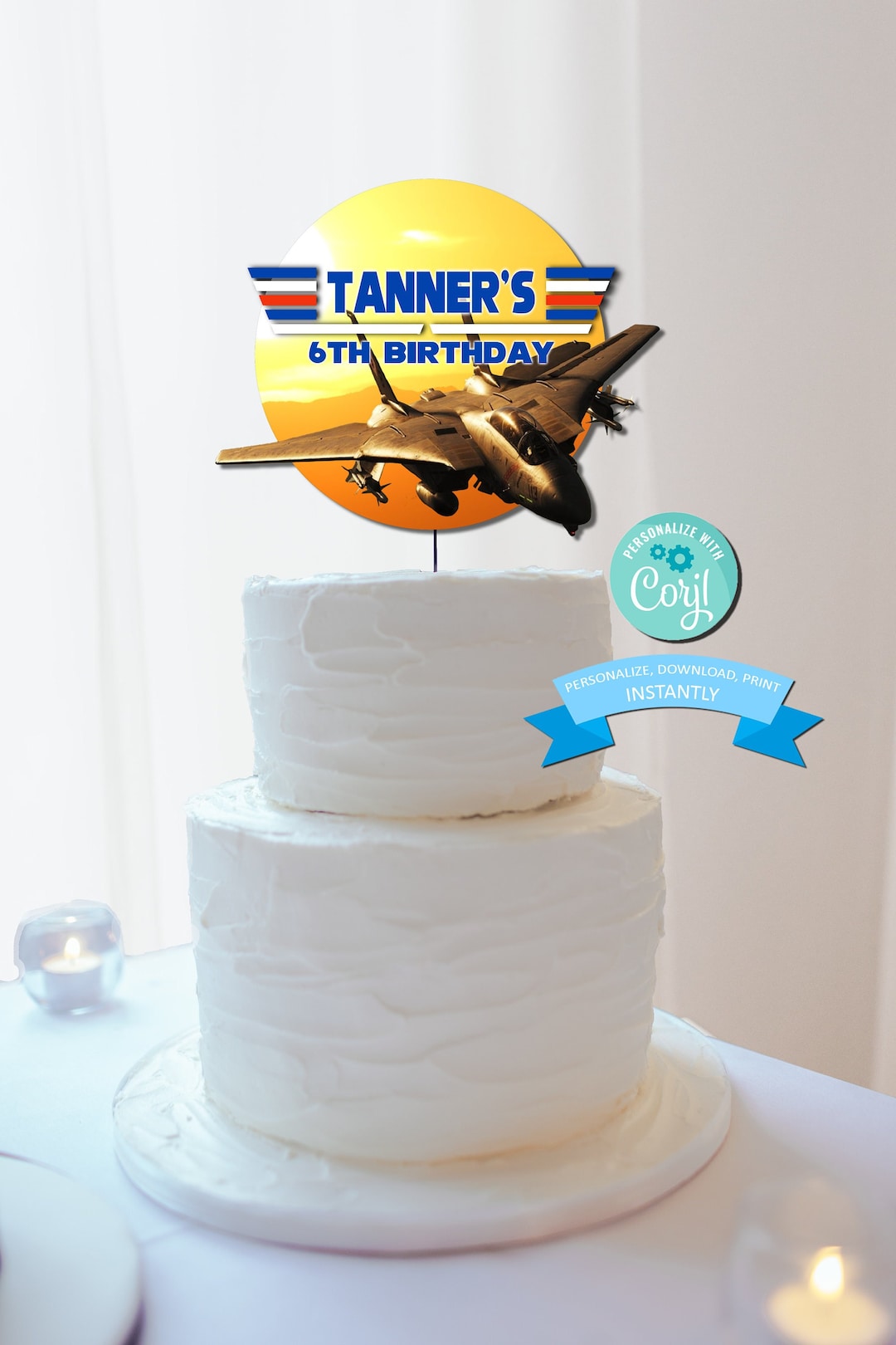 5" Jet Fighter Pilot Cake Topper Decor - Kids Themed Birthday ...
