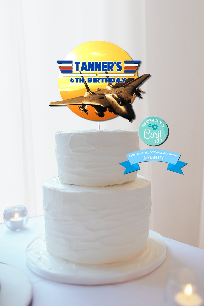 5 Jet Fighter Pilot Cake Topper Decor Kids Themed - Etsy