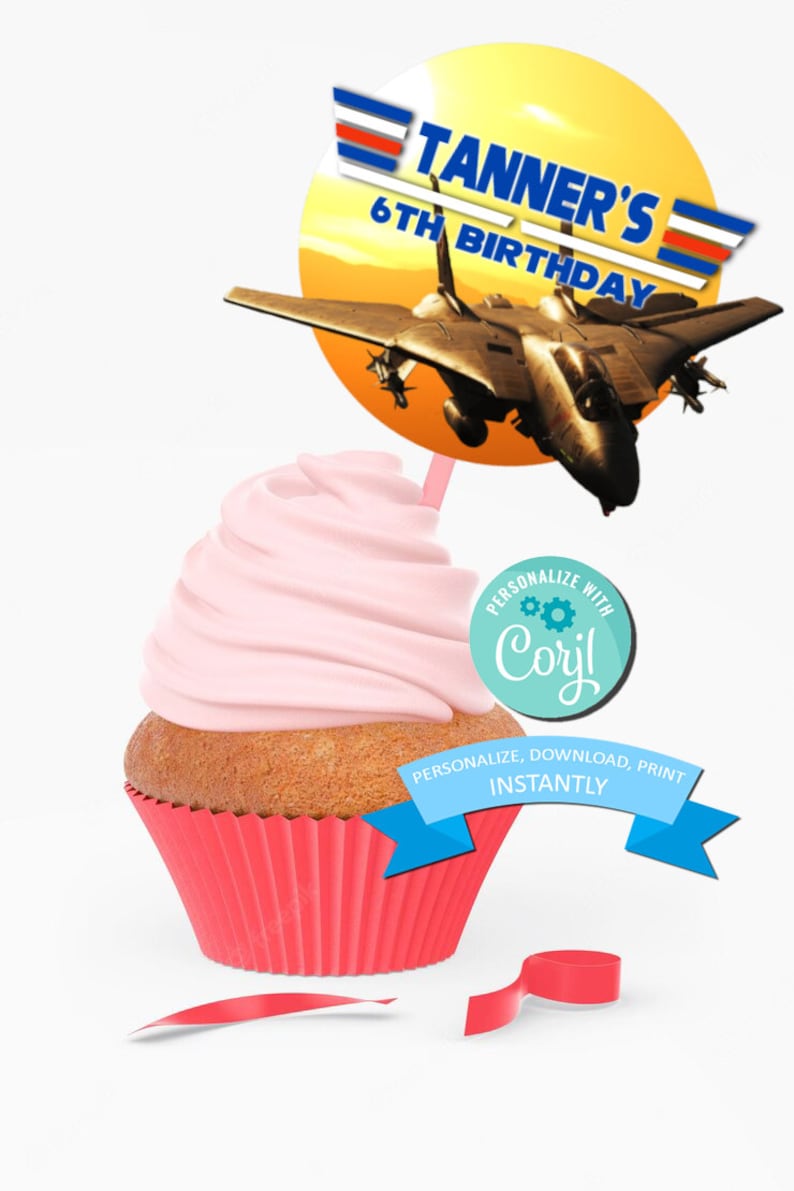 5 Jet Fighter Pilot Cake Topper Decor Kids Themed - Etsy