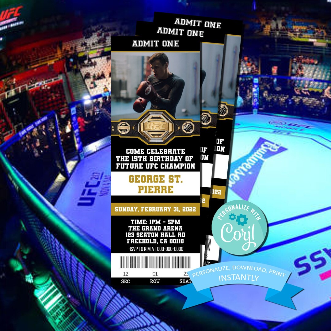 Future Champion UFC Birthday Invitation - UFC Invitation With Picture ...