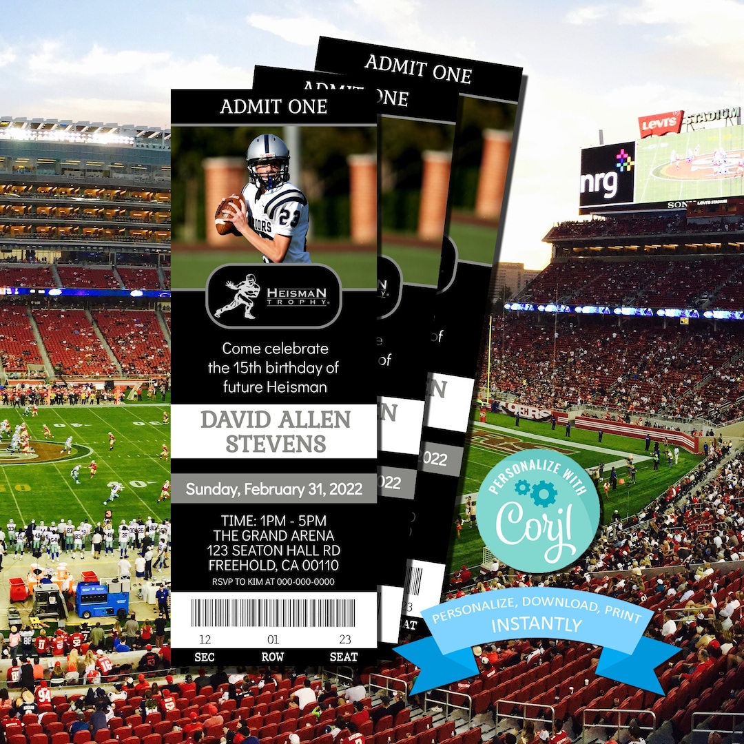 Future Heisman Trophy Winner - NFL Football Birthday Invitation With ...