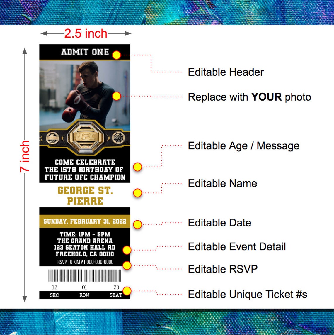 Future Champion UFC Birthday Invitation UFC Invitation With - Etsy