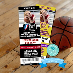 Future WNBA Draft Pick Ticket - Basketball Invitation With Picture ...