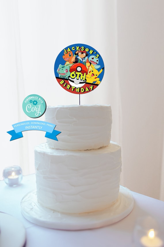 5 Pokemon Birthday Cake Topper Decor Kids Themed - Etsy