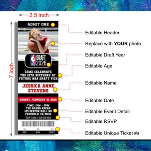 Future WNBA Draft Pick Ticket - Basketball Invitation With Picture ...