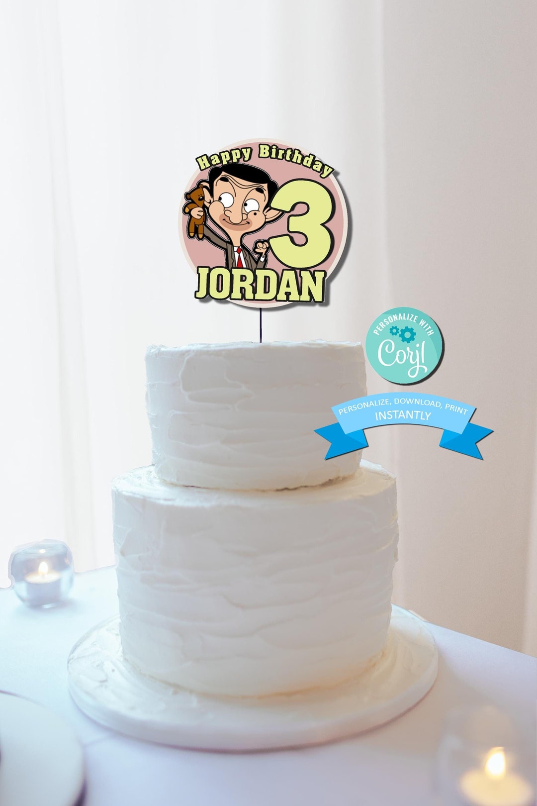 Mr. Bean Birthday Cake Topper Decor - Kids Themed Birthday - Printable ...