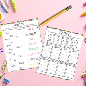 Parts of Speech Digital Learning Aid | Parts of Speech Printable for ...