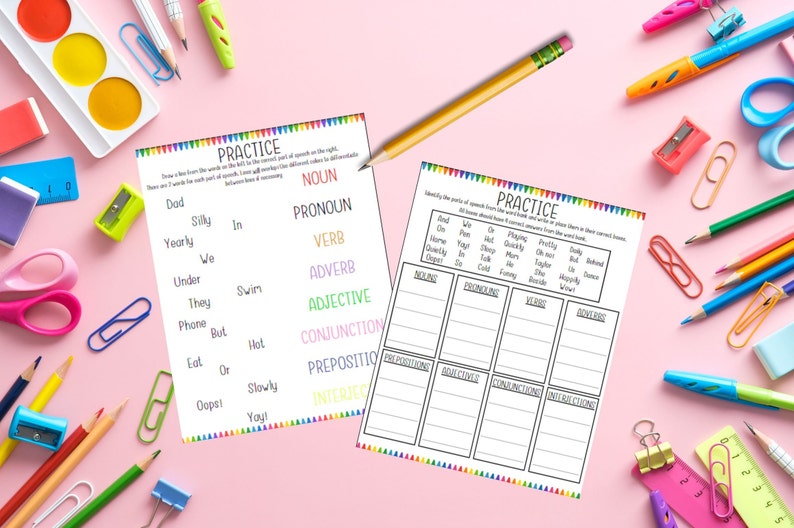 Parts of Speech Digital Learning Aid | Parts of Speech Printable for ...