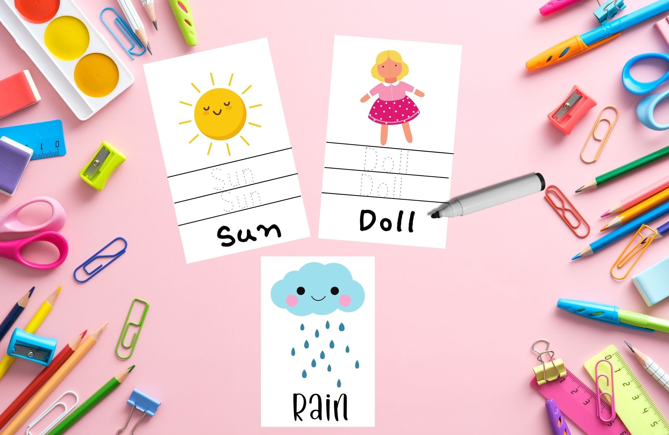Kids Flash Card Bundle Printable Flash Cards Learn to Write First Words ...