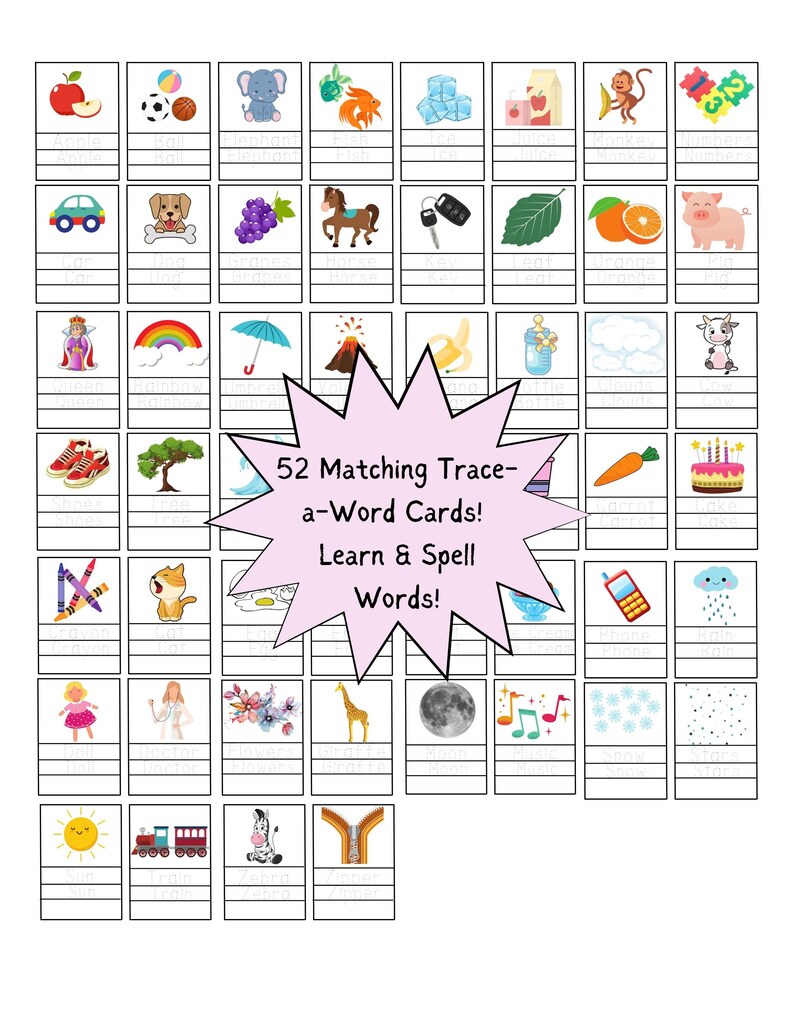 Kids Flash Card Bundle | Printable Flash Cards | Learn to Write | First ...