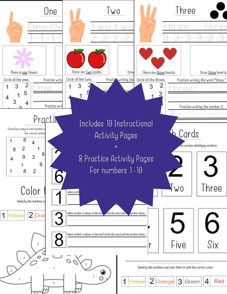 1 - 10 Numbers Lessons Printable | Printable Activity Book | Learning ...