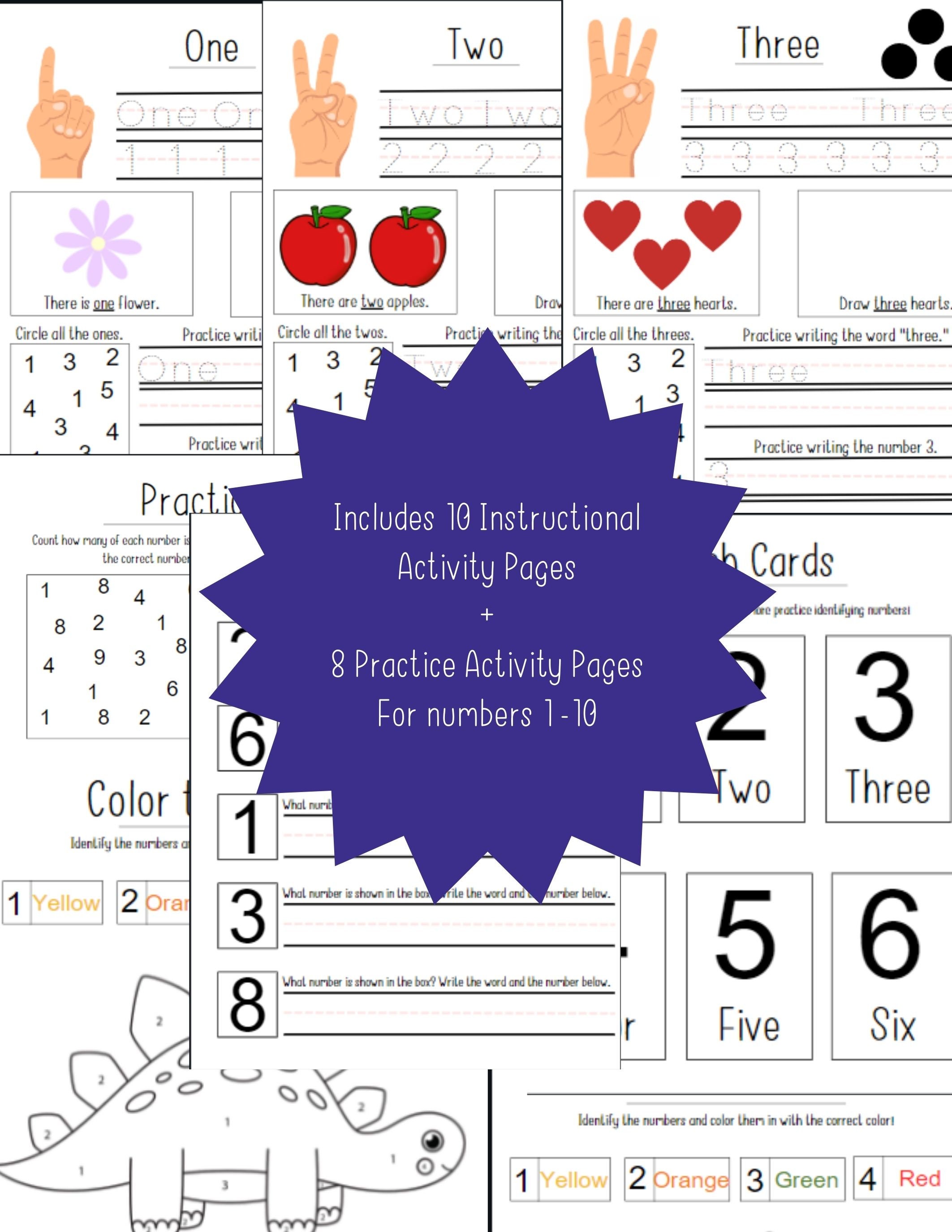 1 - 10 Numbers Lessons Printable | Printable Activity Book | Learning ...