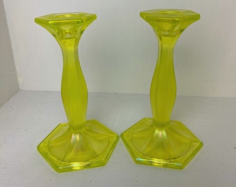 Yellow Glass Candlestick Holder - Etsy