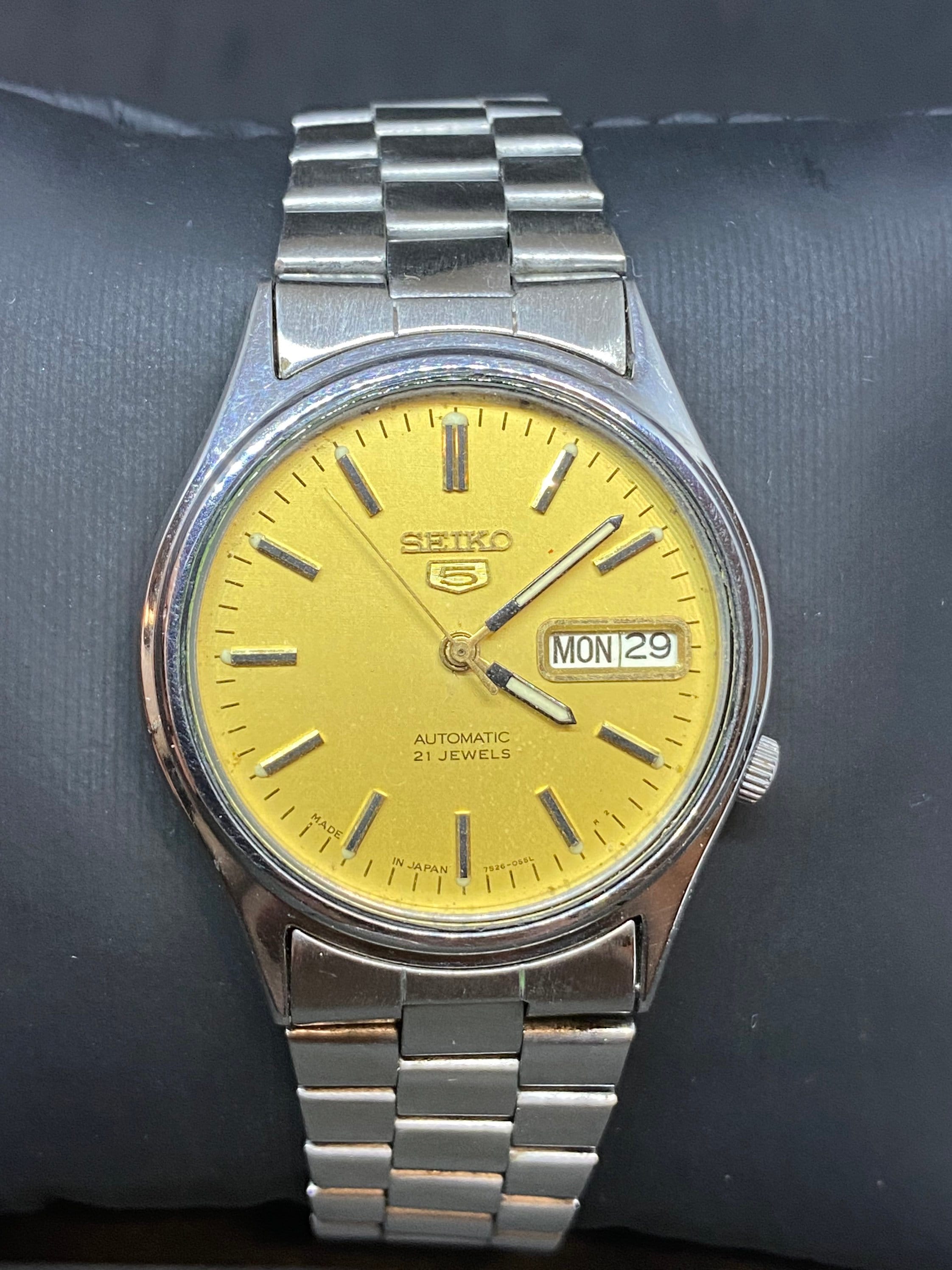 Vintage Seiko 5 Men Automatic 21 Jewels Original Gold Dial - Etsy