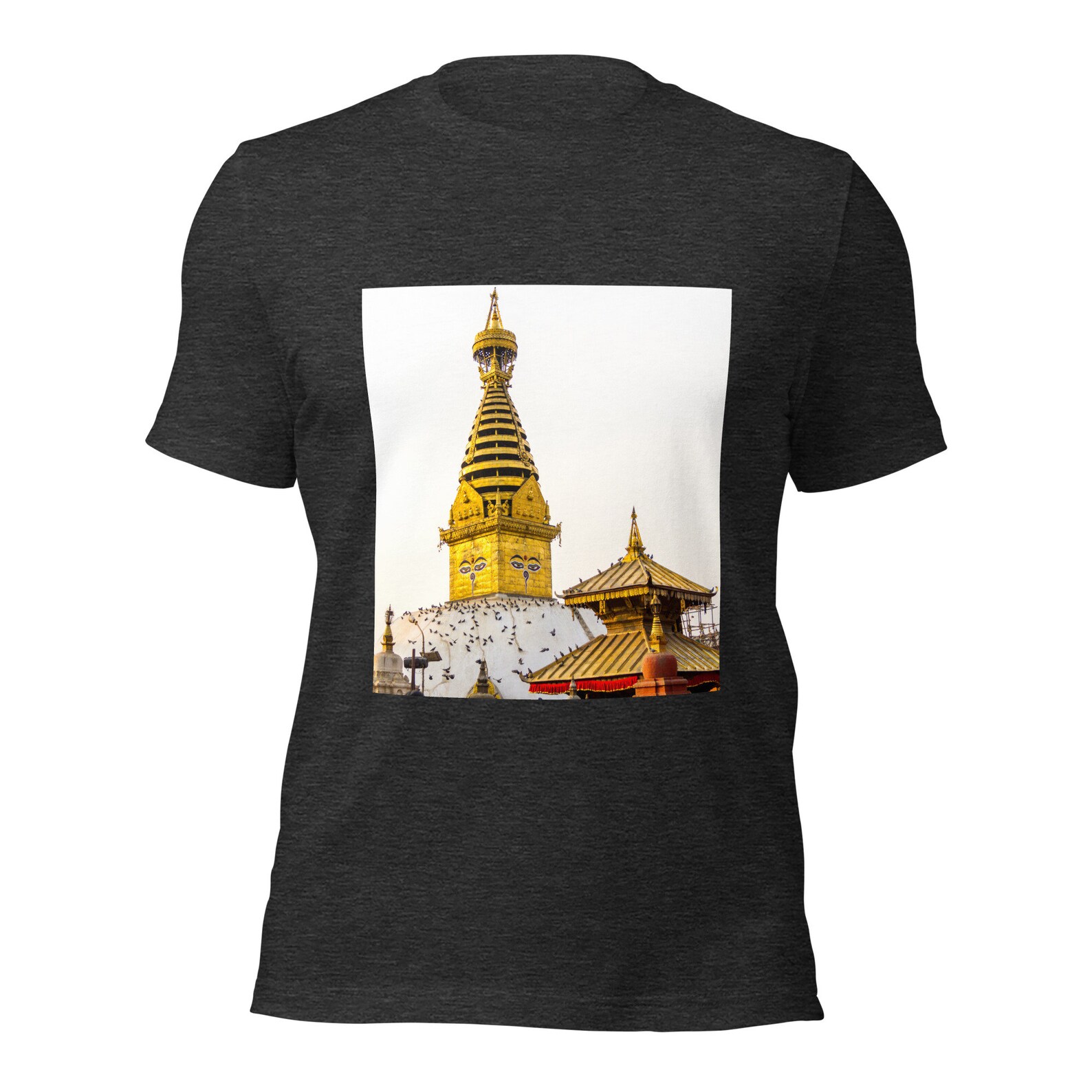 Nepal Temple T-shirt | Swayambhu Stupa Graphic Tee | Buddhist Art Shirt ...