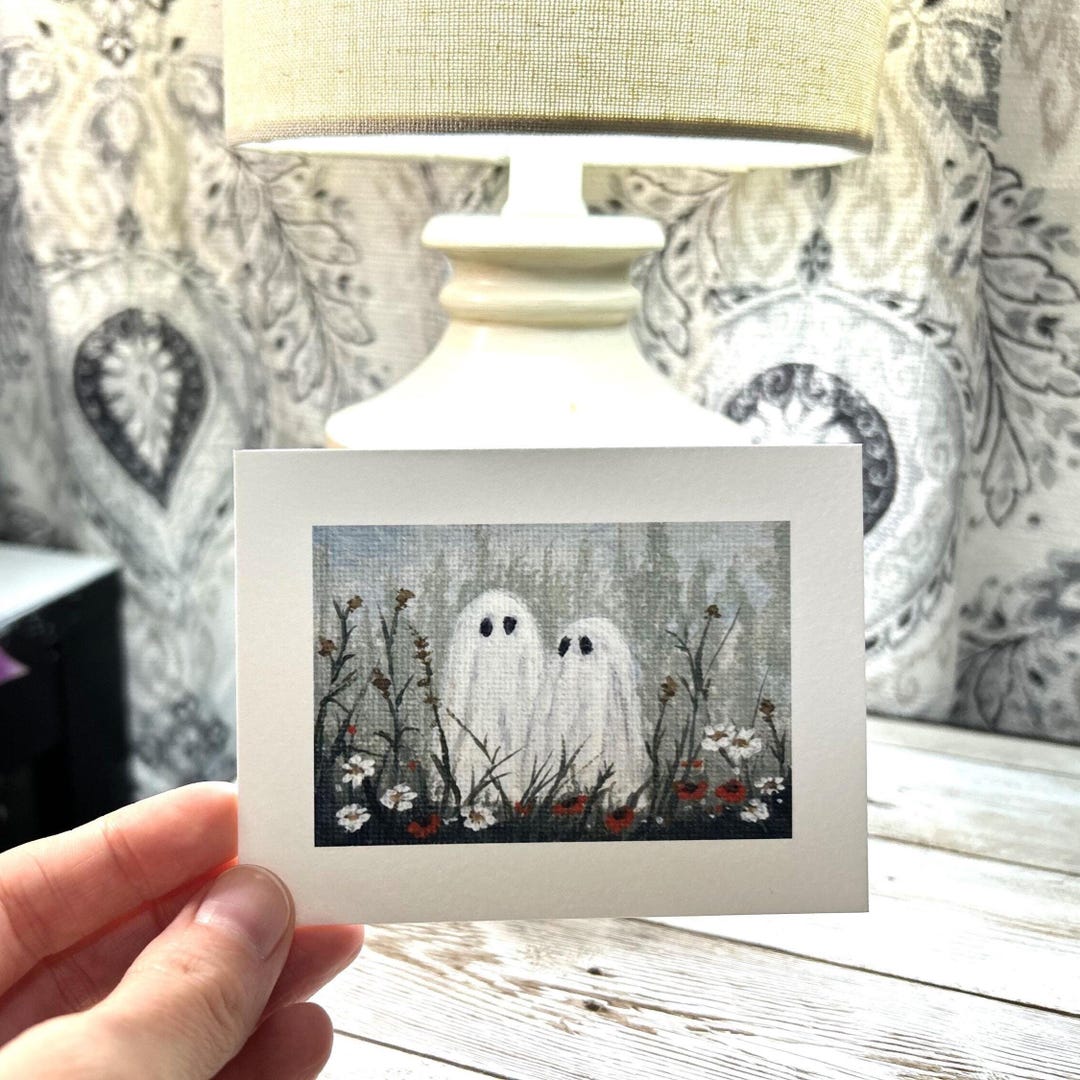 Miniature Ghost Art Print: Original Ghost Couple Artwork, Halloween ...