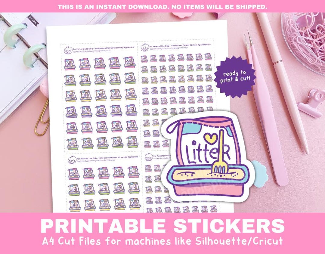 Cat Litter Box Stickers | Pet Care and Litter Cleaning Stickers ...