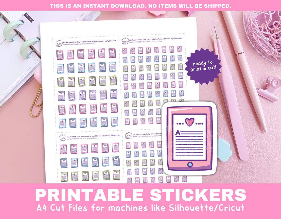 Ebook Reader Icon Stickers | Digital Reading and Book Tracker Stickers ...