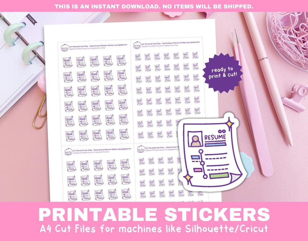 Update Resume Icon Stickers | Job Hunt and Career Planner Stickers ...