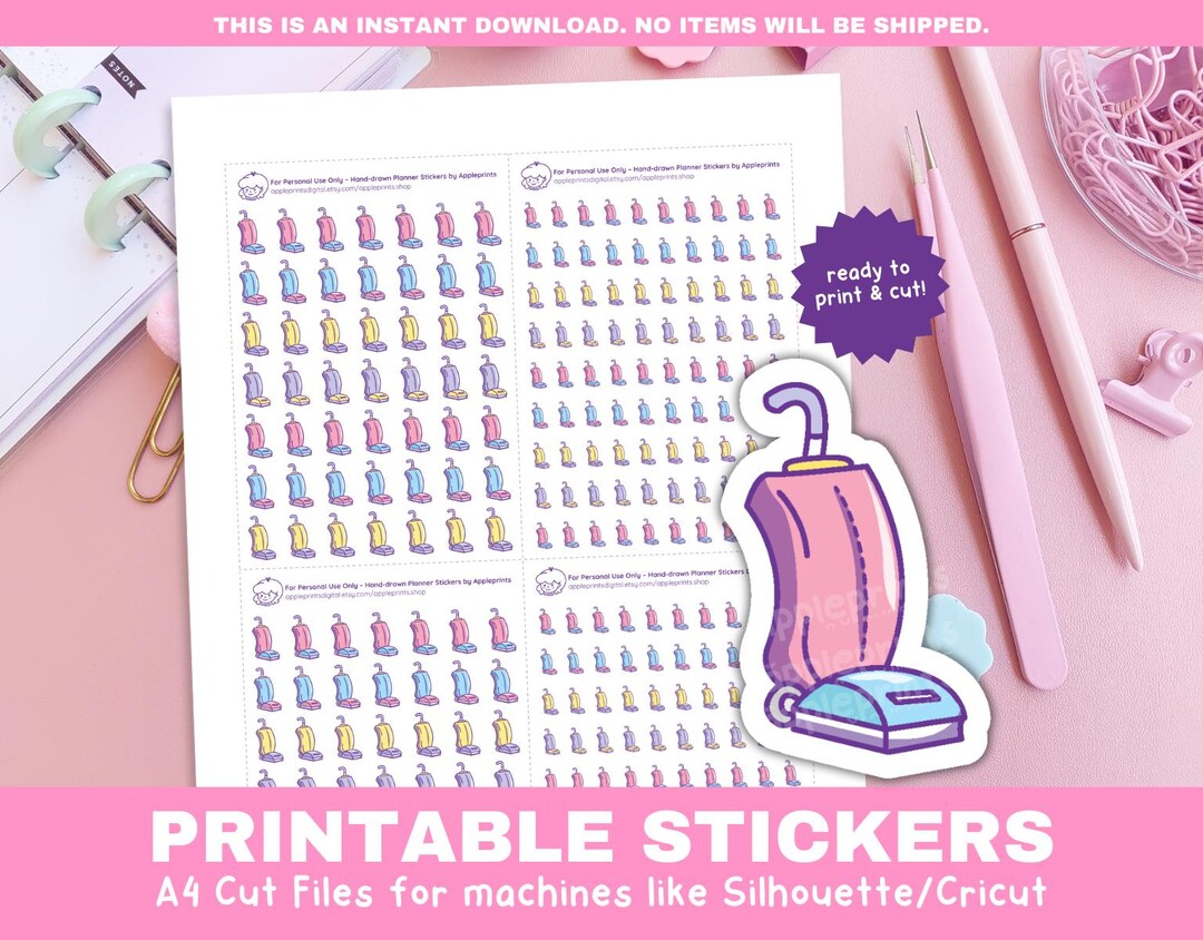 Vacuum Icon Stickers | Cleaning Task and Chore Day Planner Stickers ...