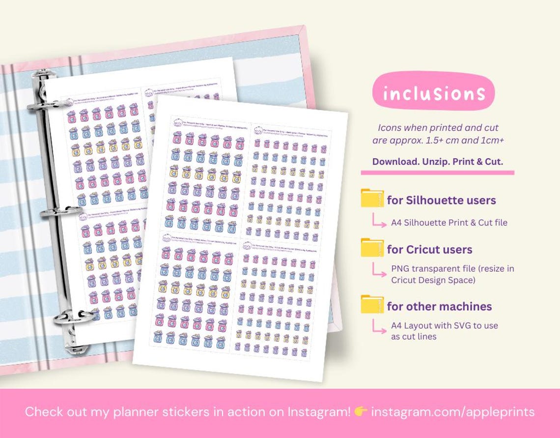 Laundry Icon Stickers | Washing Machine Planner Stickers | Printable ...