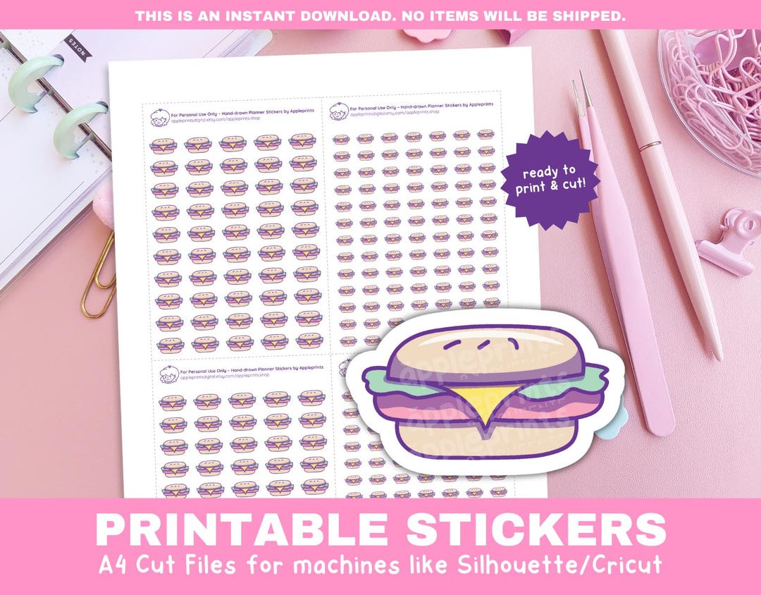 Hamburger Stickers | Burger Night and Fast Food Planner Stickers ...