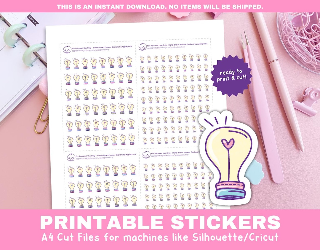 Light Bulb Icon Stickers | Ideas and Reminder Planner Stickers ...