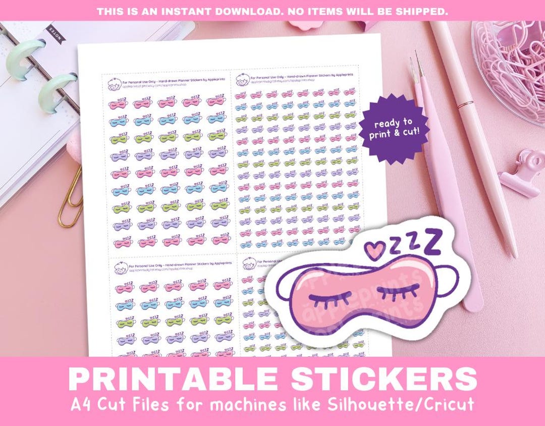 Nap Time Icon Stickers | Sleep and Rest Planner Stickers | Printable ...