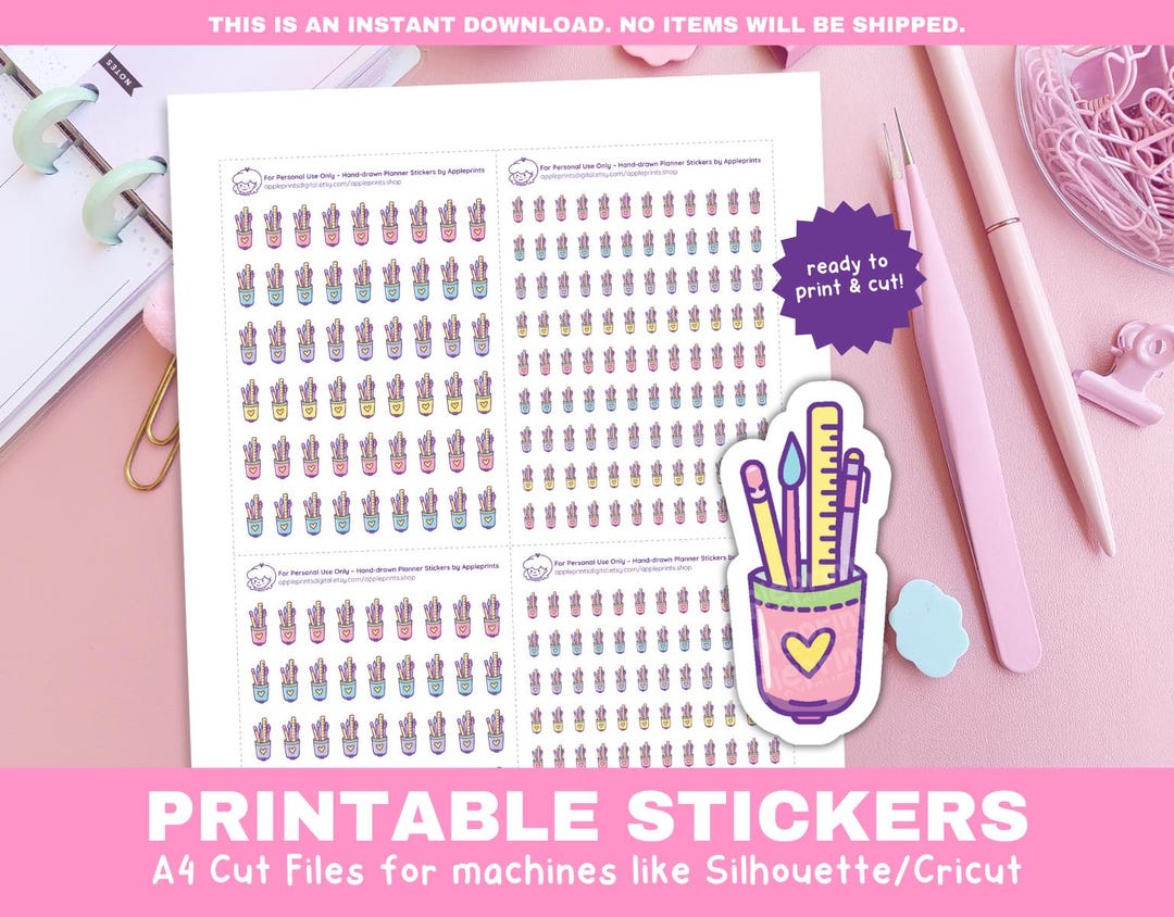 Pen Holder Stickers | Planner Tools and Stationery Lover Stickers ...