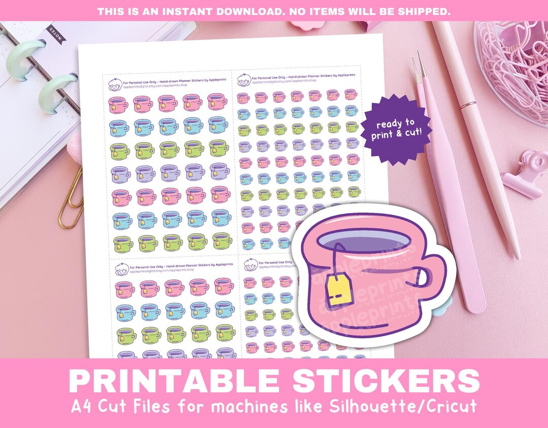 Tea Time Stickers | Relaxing Break and Relaxation Planner Stickers ...