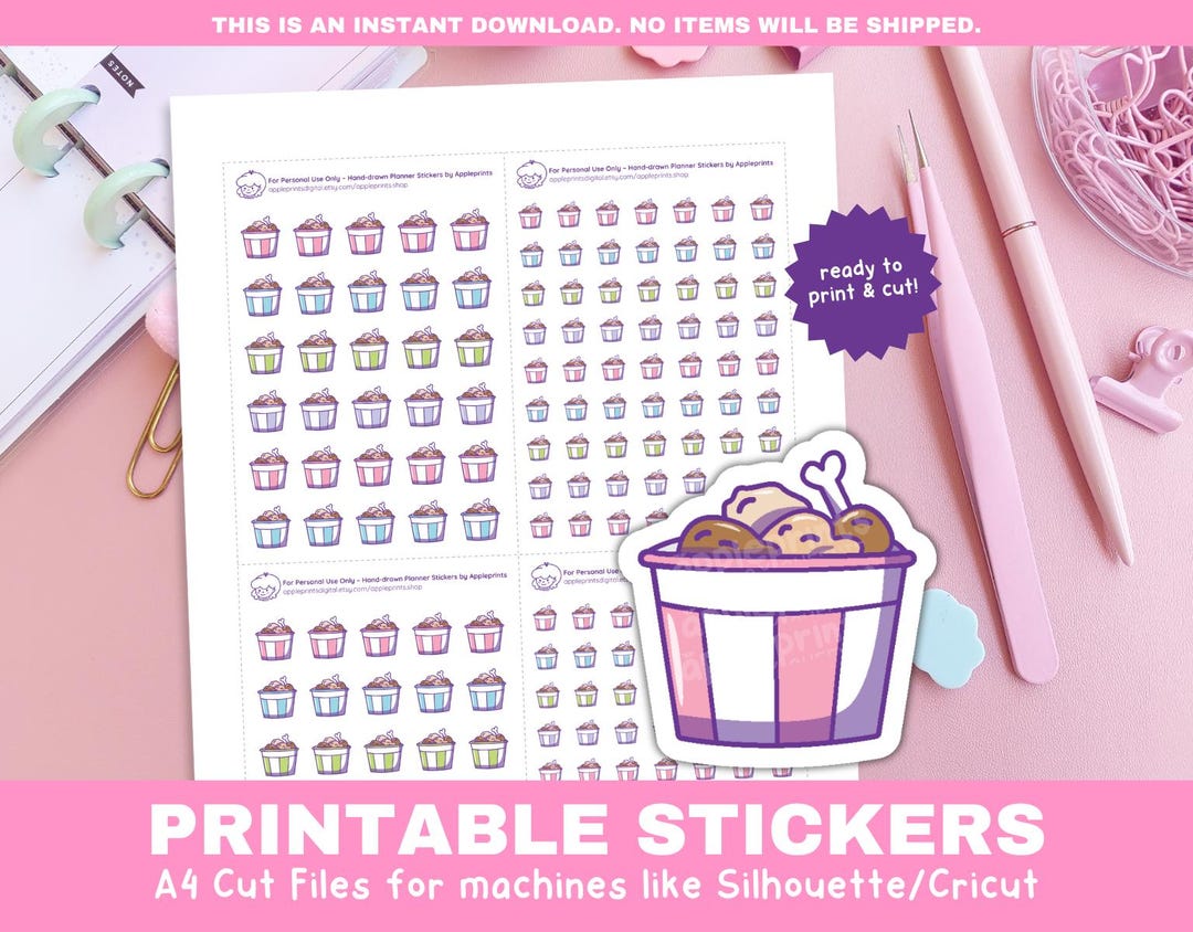 Fried Chicken Icon Stickers | Cheat Meal and Takeout Treat Stickers ...