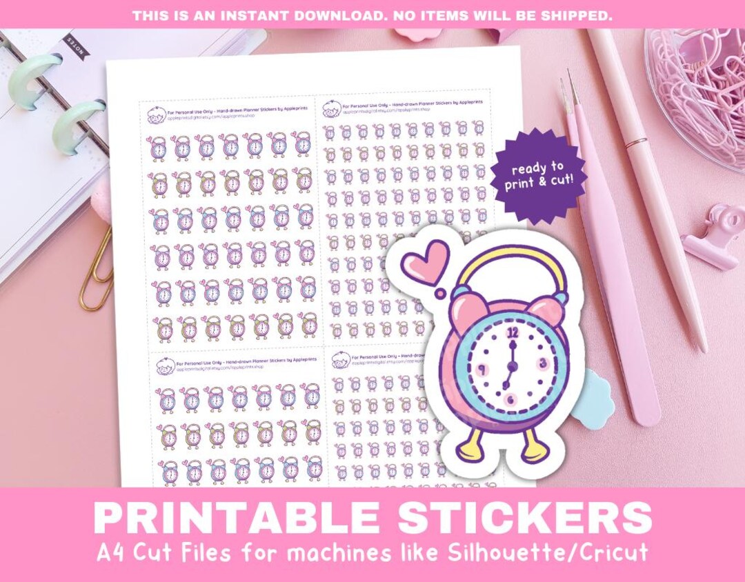 Alarm Clock Icon Stickers | Schedule Reminder Planner Stickers ...