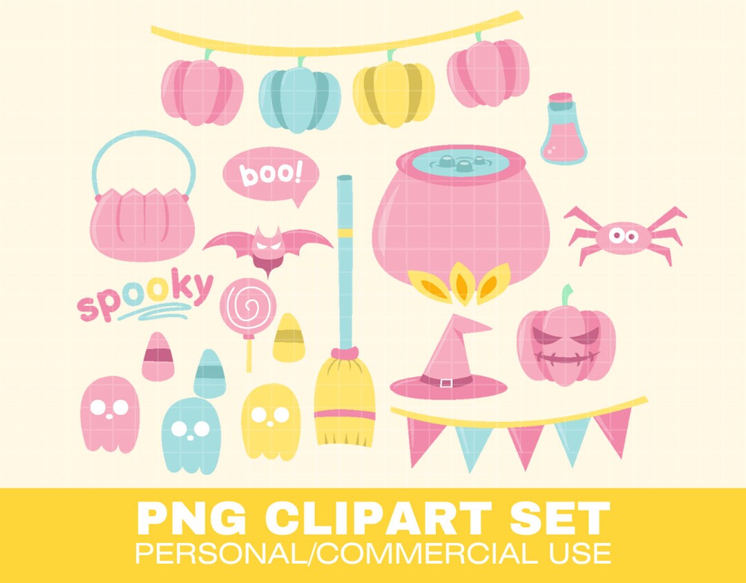 Halloween Spooky Bubblegum Witch Clipart PNG Set for - Etsy