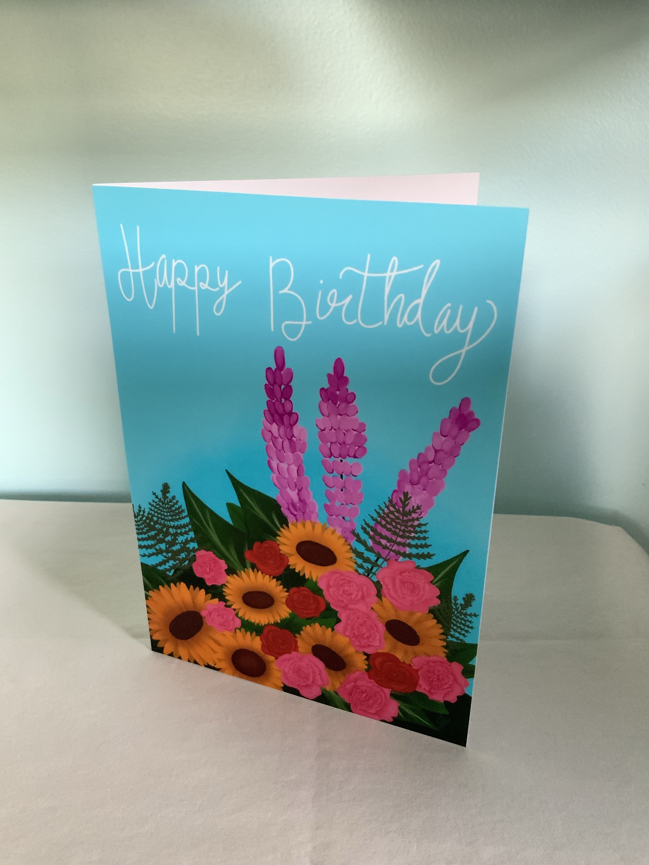 Flower Bouquet Happy Birthday Greeting Card - Etsy