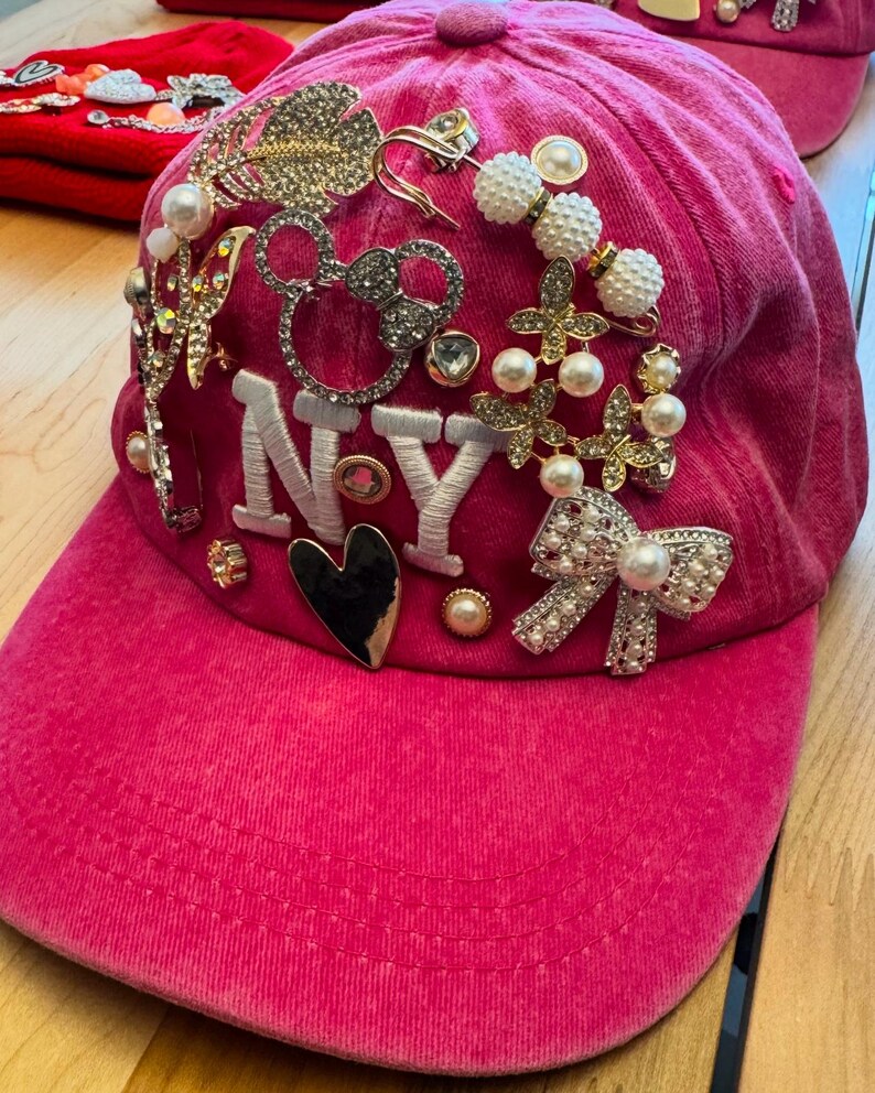 NY Jeweled Baseball Hat Hot Pink - Etsy