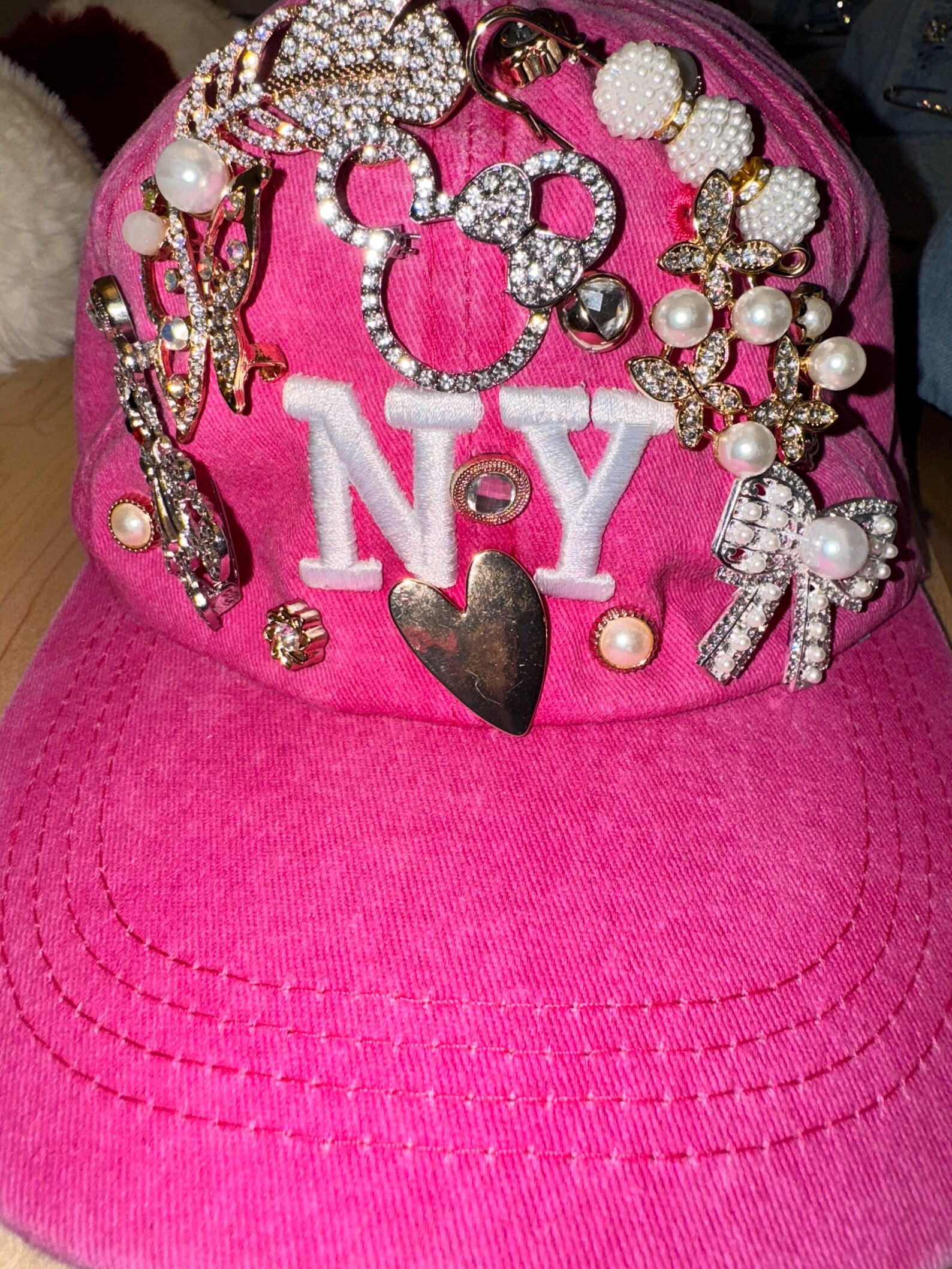 NY Jeweled Baseball Hat Hot Pink - Etsy