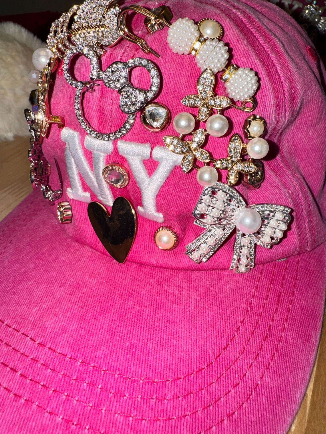 NY Jeweled Baseball Hat Hot Pink - Etsy