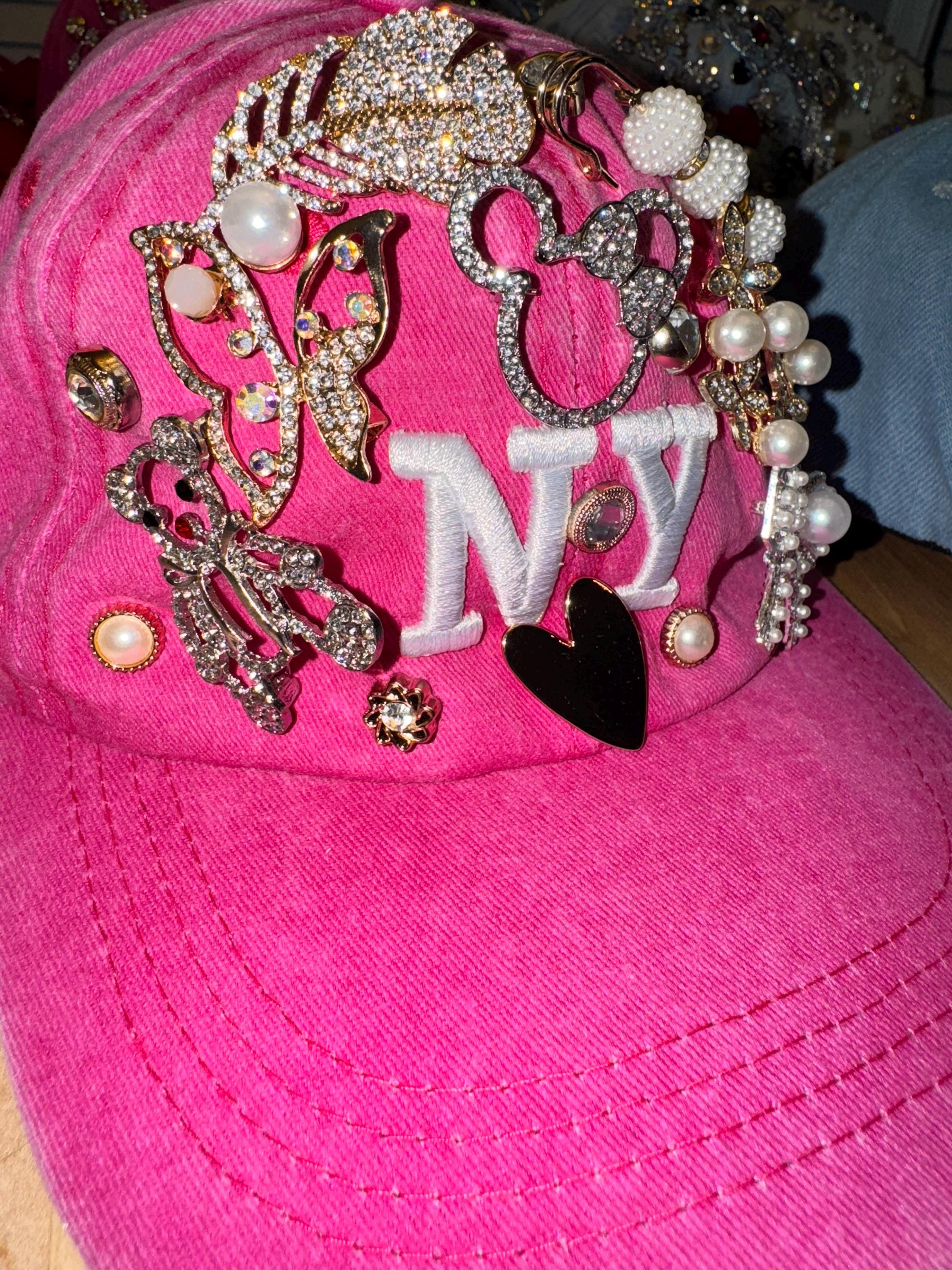 NY Jeweled Baseball Hat Hot Pink - Etsy