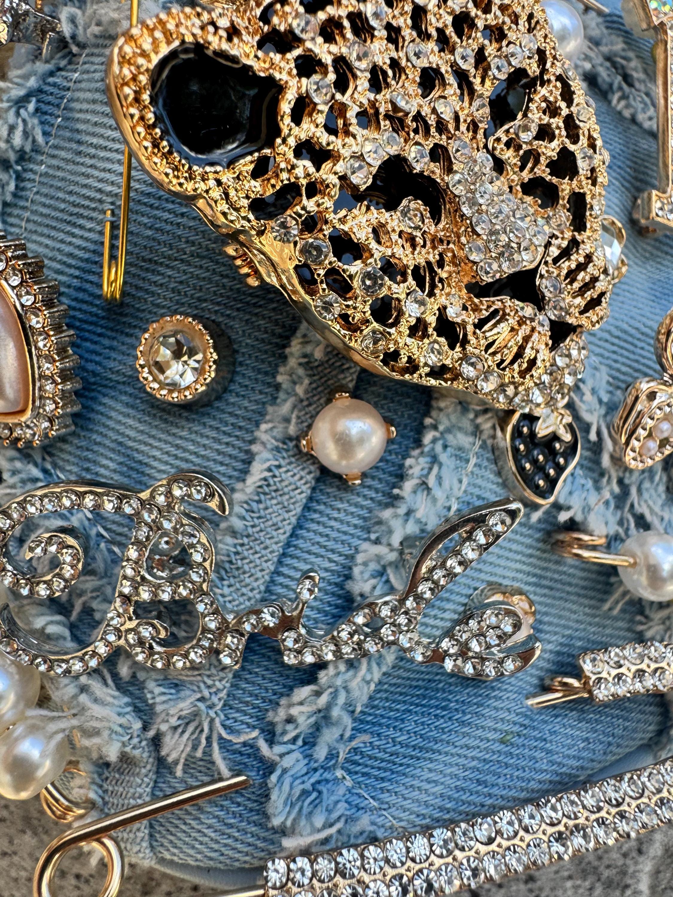 Personalized Jeweled Denim Letter Purse, Cowgirl Brooch - Etsy